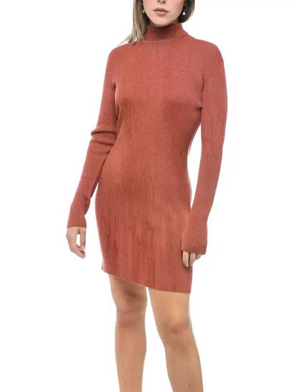 Dsquared2 Ribbed Wool Mini Dress - Orange