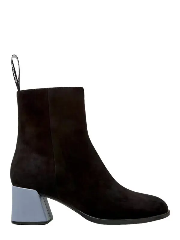 Camper Kora Suede Ankle Boots With Mismatched Block Heel - Black