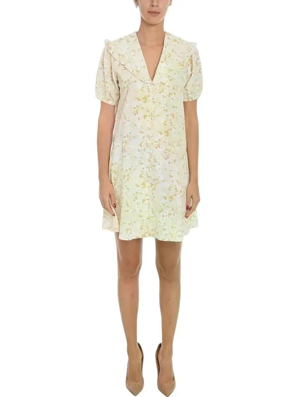 SAMSOE SAMSOE Floral Print Ruffled Mini Dress - White