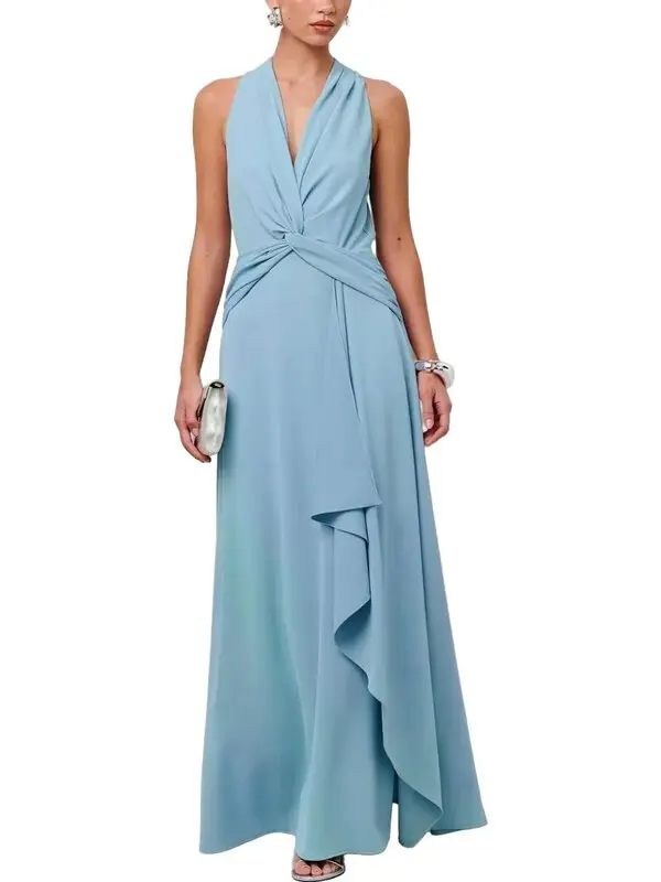 SAVEL Henne Twist-front Draped Maxi Dress - Blue