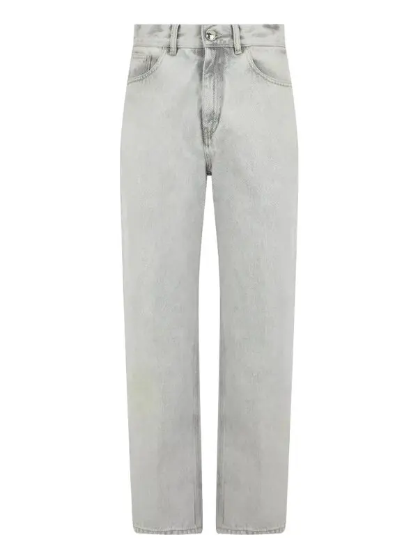 MOORER Acid Wash Slit-hem Jeans - Grey