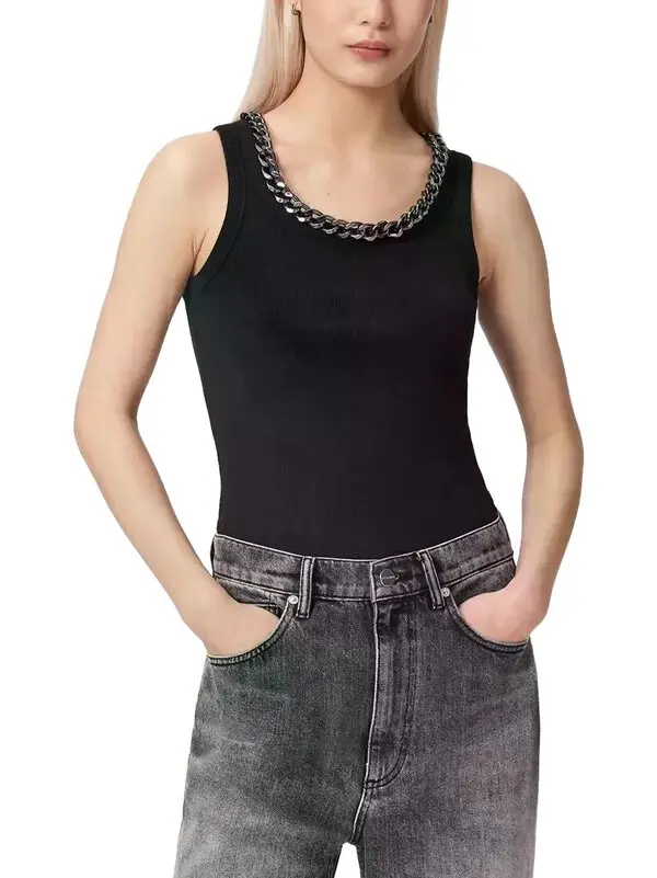 ALLSAINTS Lucy Ribbed Tank Top With Chain Detail - Black