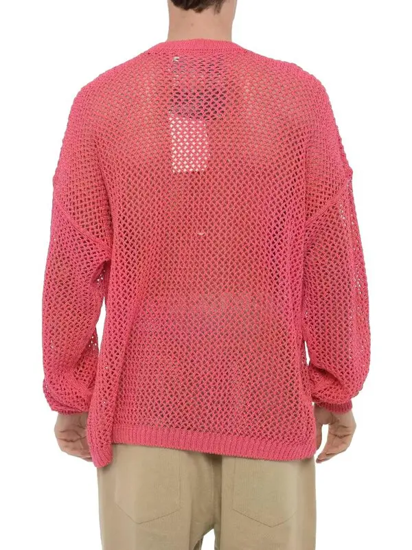 RAMAEL Openwork Crew-neck Sweater - Pink