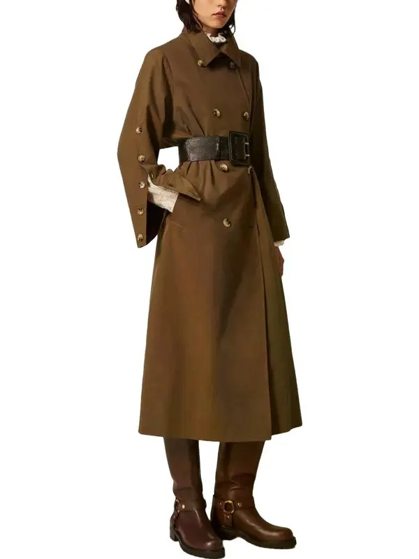 TWINSET Cotton-blend Gabardine Trench Coat - Brown