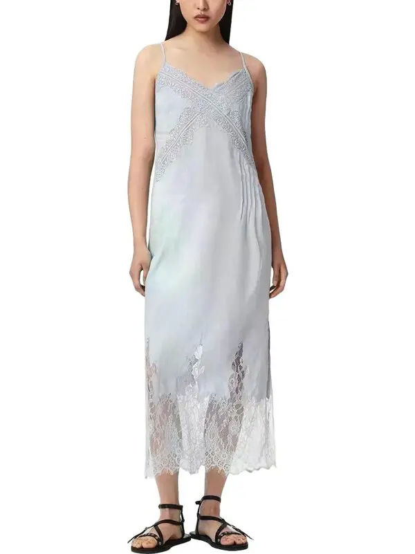 ALLSAINTS Samia Lace Trim Midi Dress - Blue