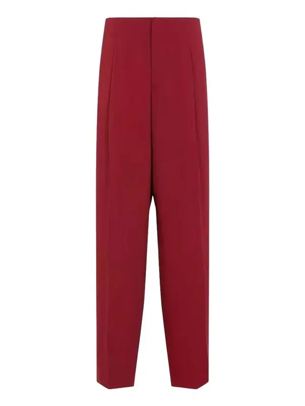 Alberta Ferretti Pleated Straight-leg Trousers - Red