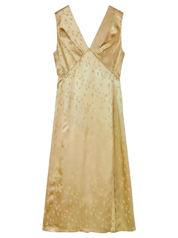 RETORI Sleeveless V-neck Midi Dress - Gold