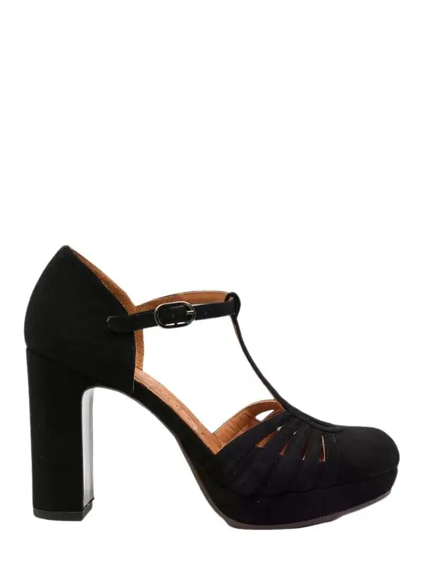 Chie Mihara T-bar Platform High Block Heel Pumps - Black