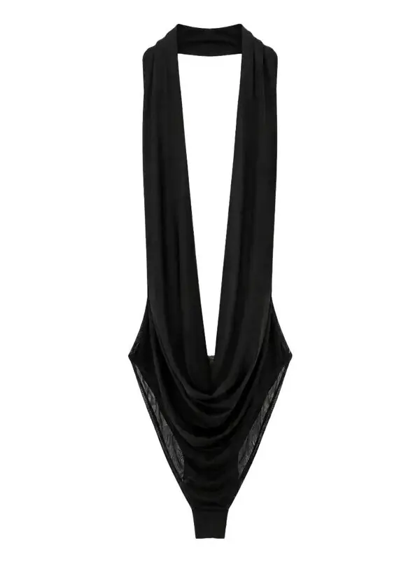 Elisabetta Franchi Draped Halter Bodysuit - Black