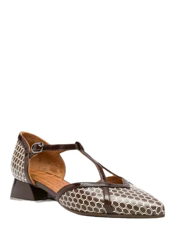 Chie Mihara Hidrow Geometric-print T-bar Pumps - Brown