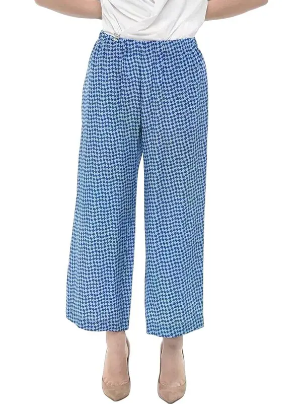 Marni Checked Silk Wide Leg Trousers - Blue
