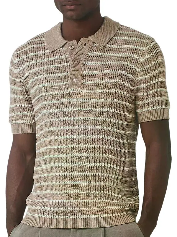MAUVAIS Striped Polo Shirt - Neutrals