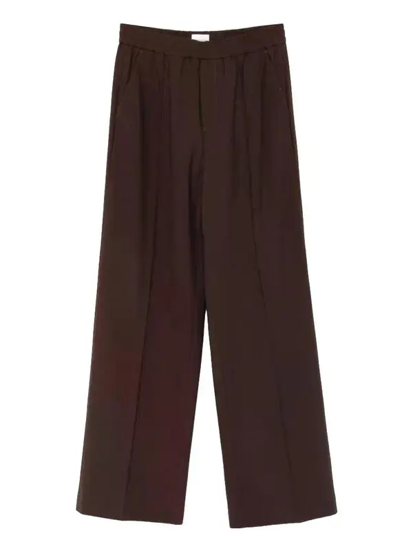 Closed Elasticated Waistband Pressed-crease Trousers - Brown