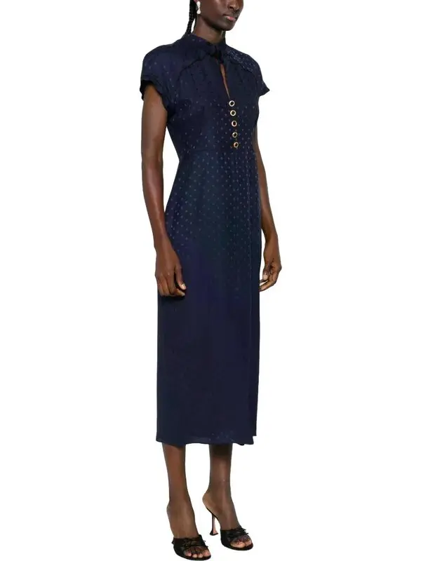 Alessandra Rich Star-print Tie-neck Midi Dress - Blue