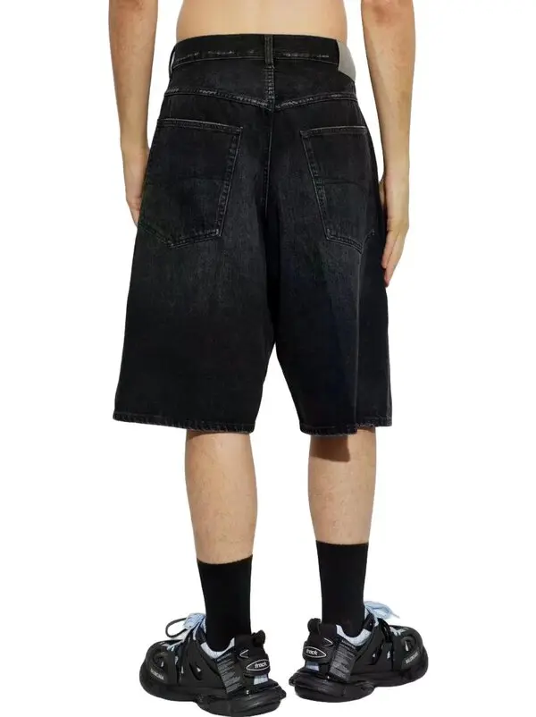Balenciaga Panelled Distressed Denim Shorts - Black