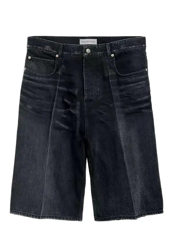 Balenciaga Denim Stay Press Shorts - Black