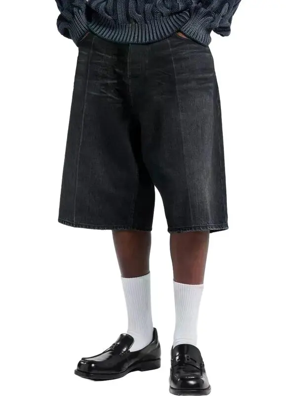 Balenciaga Denim Stay Press Shorts - Black