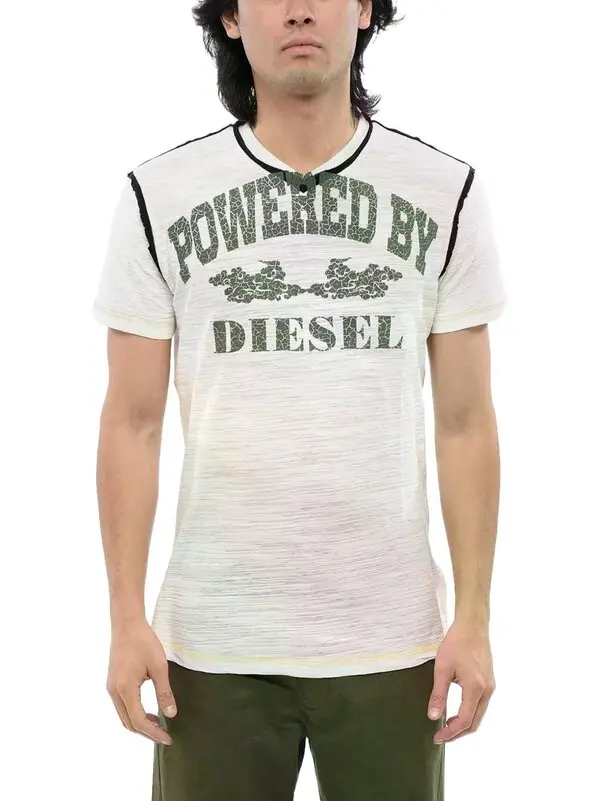 DIESEL® Logo-print Slub-cotton T-shirt - Neutrals