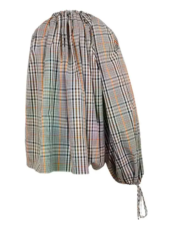 A.W.A.K.E. Mode One-shoulder Checked Blouse - Neutrals