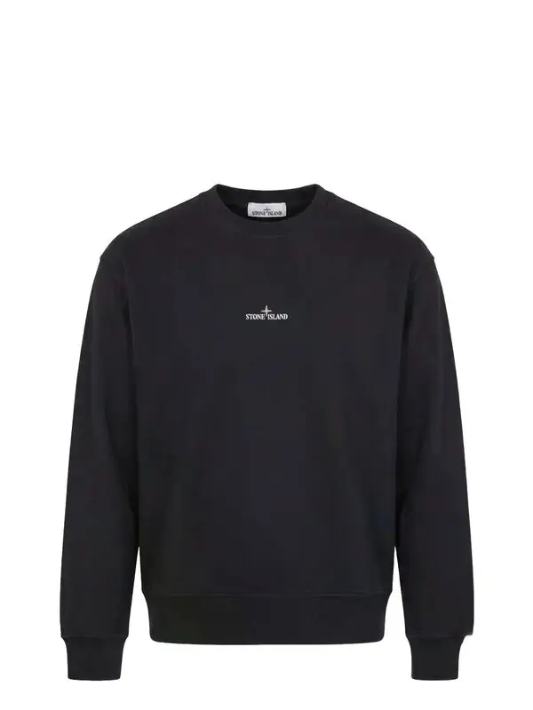Stone Island Crewneck Sweatshirt With Logo Print - Black