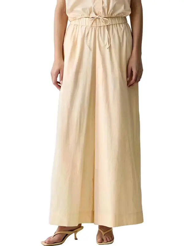 BENETTON Drawstring Waist Wide-leg Trousers - Neutrals
