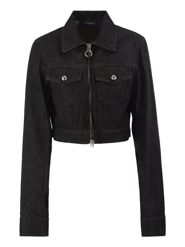 Sportmax Cropped Zip-up Denim Jacket - Black