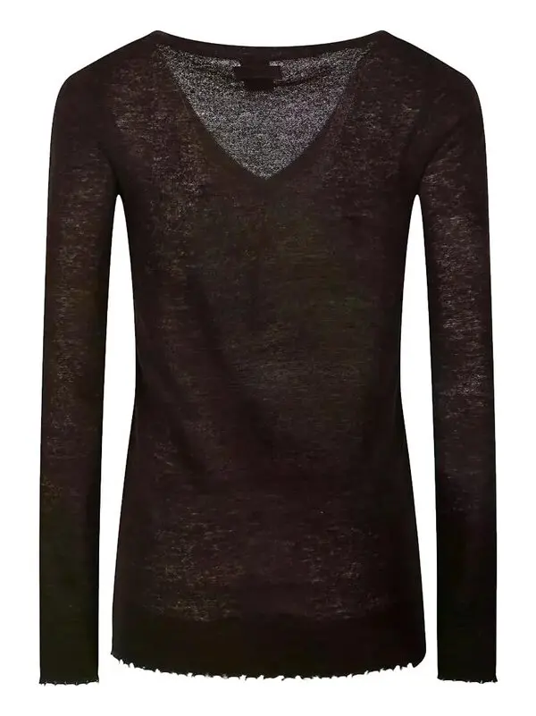 Pinko V-neck Distressed-effect Sweater - Brown