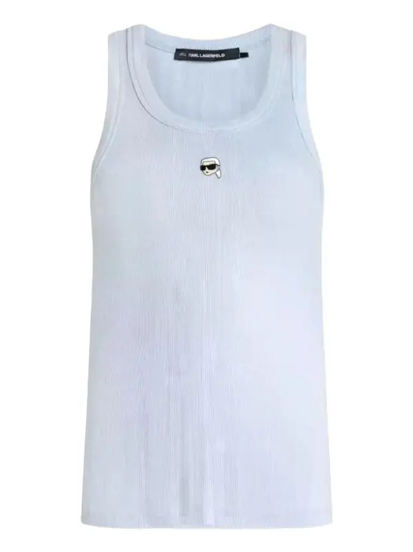 Karl Lagerfeld Ikon Ribbed Tank Top - Blue
