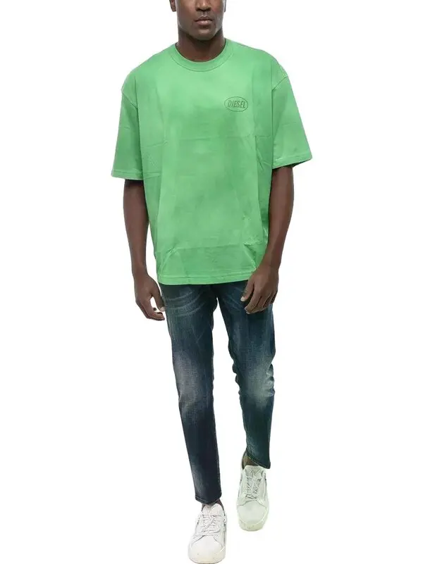 DIESEL® Wash-out Logo-print Crew-neck Cotton T-shirt - Green