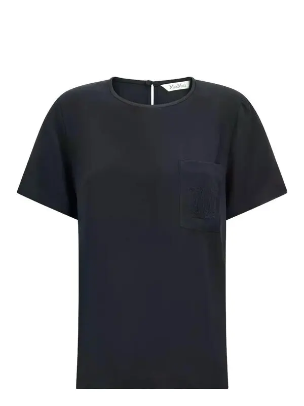 Max Mara Embroidered Logo Silk Blouse - Black