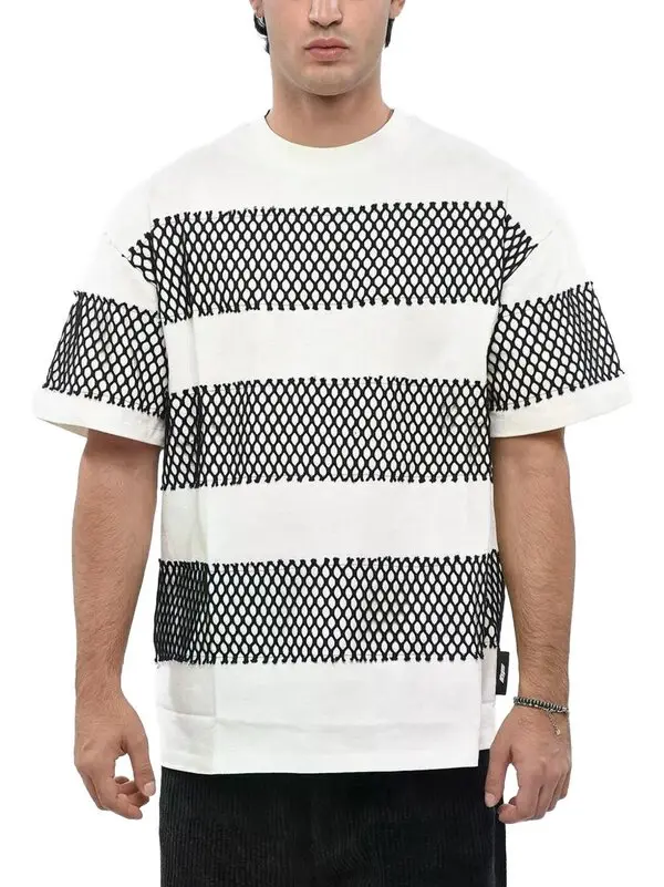 MSGM Mesh-panelled Striped T-shirt - White