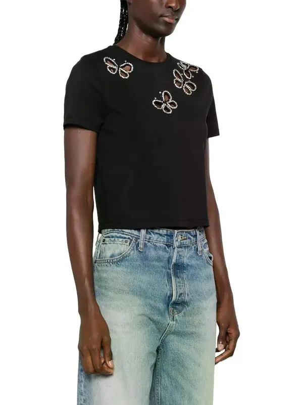 Alice + Olivia Crystal-embellished Butterfly T-shirt - Blue