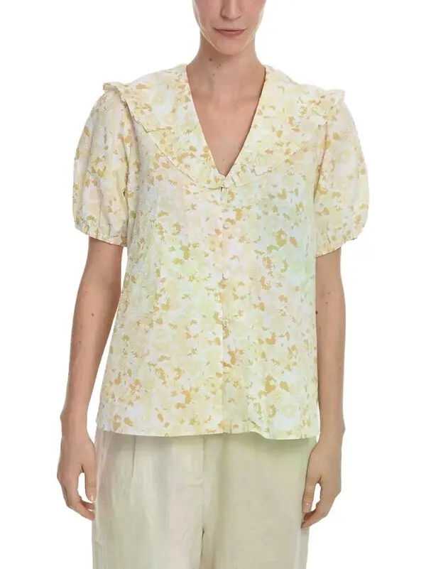 SAMSOE SAMSOE Ruffled Floral Print Blouse - White