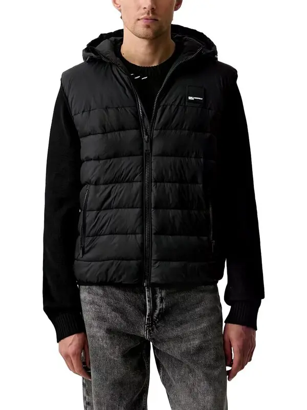 Karl Lagerfeld Quilted Hooded Gilet - Black