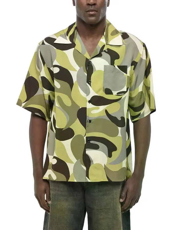 Marni Abstract-pattern Bowling Shirt - Green