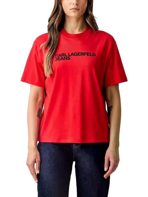 Karl Lagerfeld Logo Print Cotton T-shirt - Red