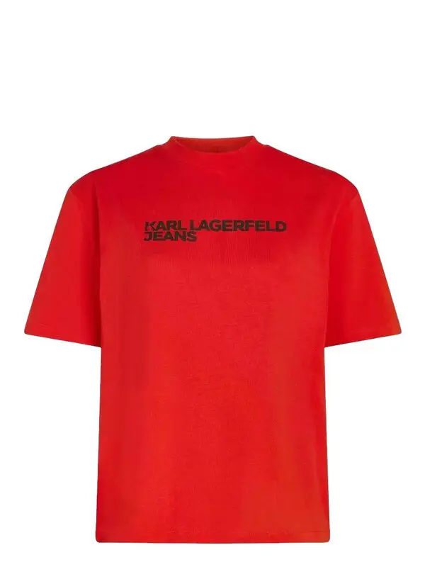 Karl Lagerfeld Logo Print Cotton T-shirt - Red