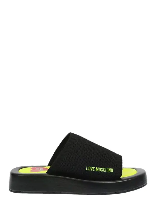 Moschino Logo Knit Slide Sandals - Black