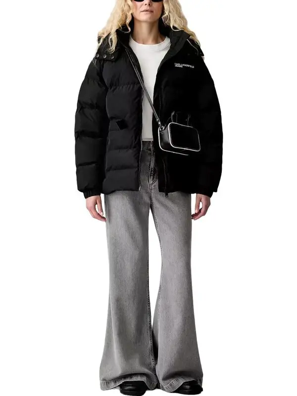 Karl Lagerfeld Belted-waist Puffer Jacket - Black