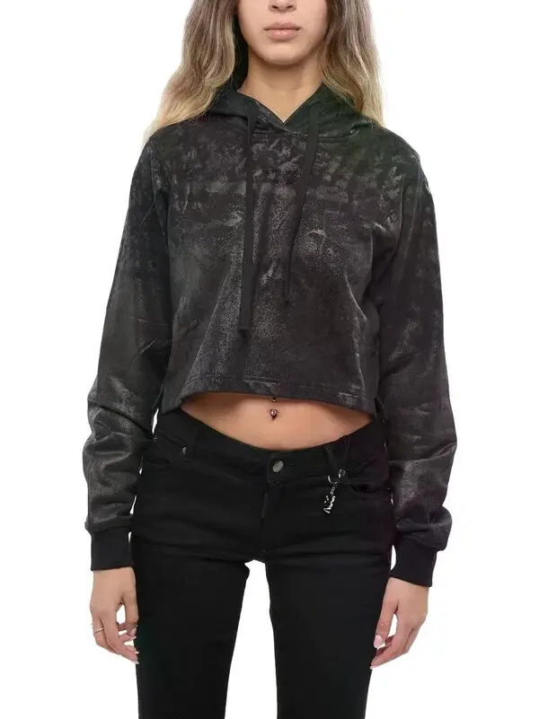 DIESEL® Glitter Effect Cropped Hoodie - Black