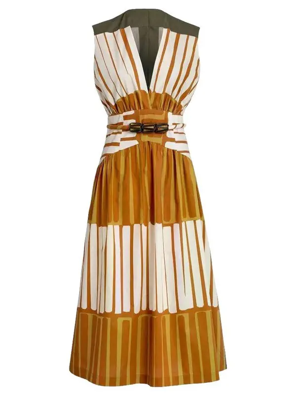 Silvia Tcherassi Striped Midi Dress - Orange