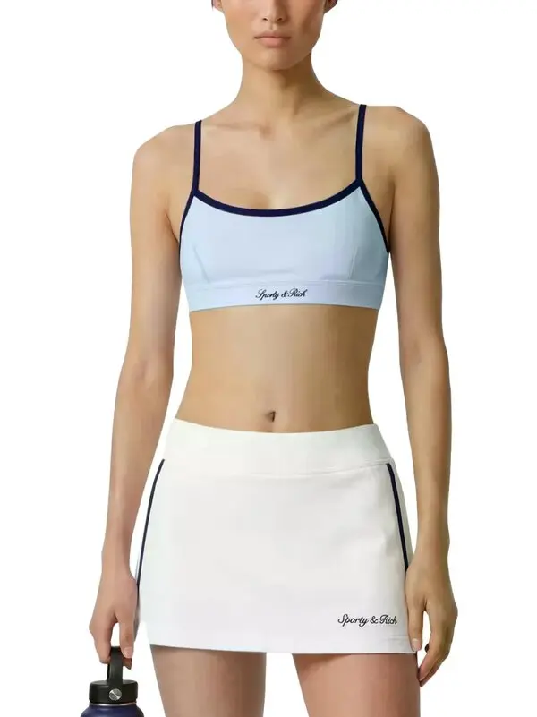 SPORTY & RICH Logo-print Athletic Bra - Blue