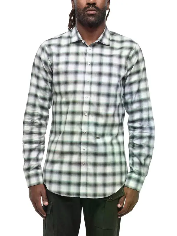 Dsquared2 Blurred Check French Collar Shirt - Green