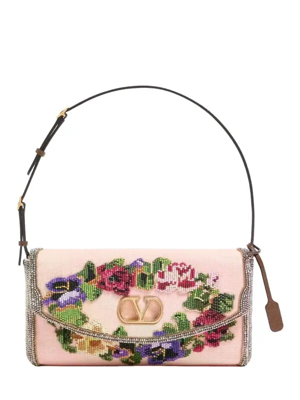 Valentino Garavani Small Embroidered Shoulder Bag - Neutrals