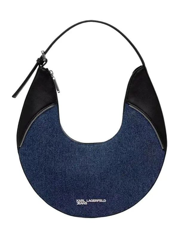 Karl Lagerfeld Denim Paneled Curved Tote Bag - Blue