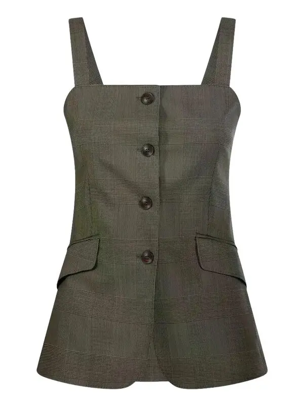 Max Mara Bacca Check-pattern Button-front Top - Brown