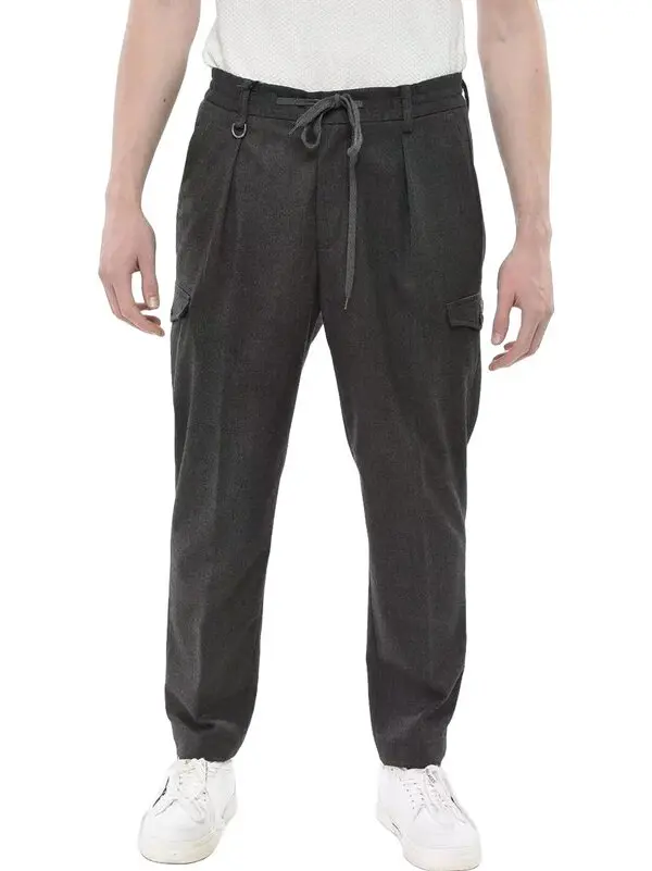 PAOLO PECORA Tailored Design Pleated Trousers With Drawstring Waist - Grey