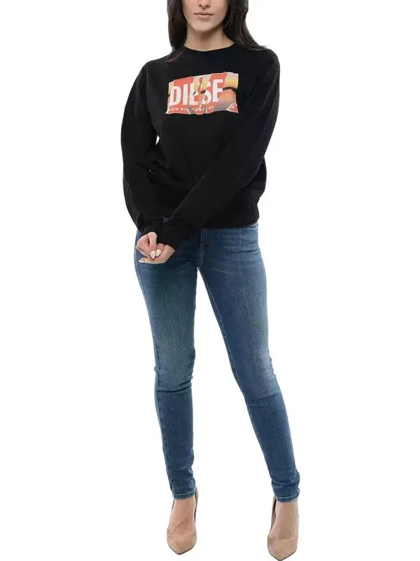 DIESEL® Logo Print Crew Neck Pullover - Black