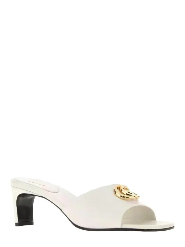 Gucci Double G Leather Heeled Sandals - White