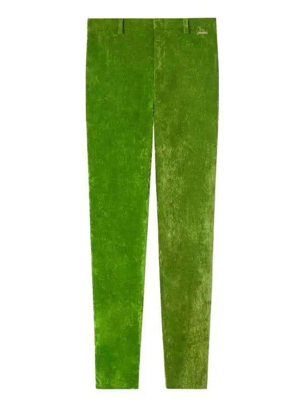 Gucci Logo Plaque Velvet Trousers - Green